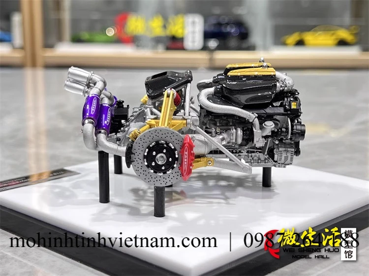 MÔ HÌNH ĐỘNG CƠ PAGANI HUAYRA STATIC ENGINE (ĐEN) 1:18 VMB