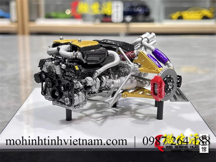 MÔ HÌNH ĐỘNG CƠ PAGANI HUAYRA STATIC ENGINE (ĐEN) 1:18 VMB